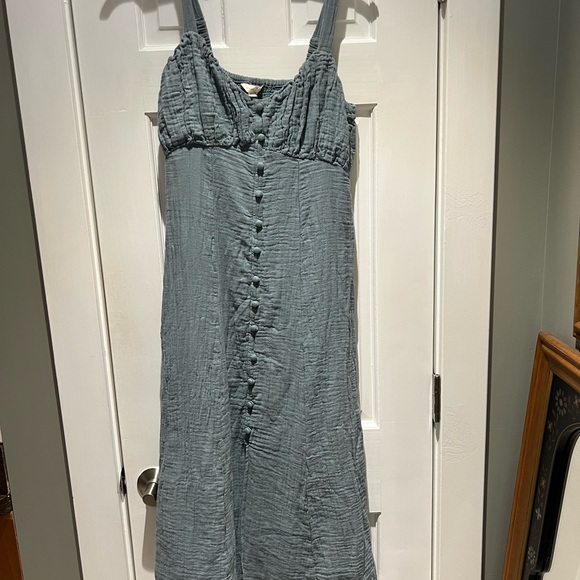 Sim & Sam | Dresses | Sim Sam Elegant Linen Dusty Blue Maxi Dress ...
